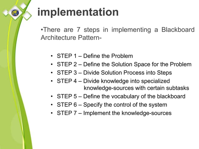 Blackboard architecture pattern | PPTX | Computing | Technology & Computing