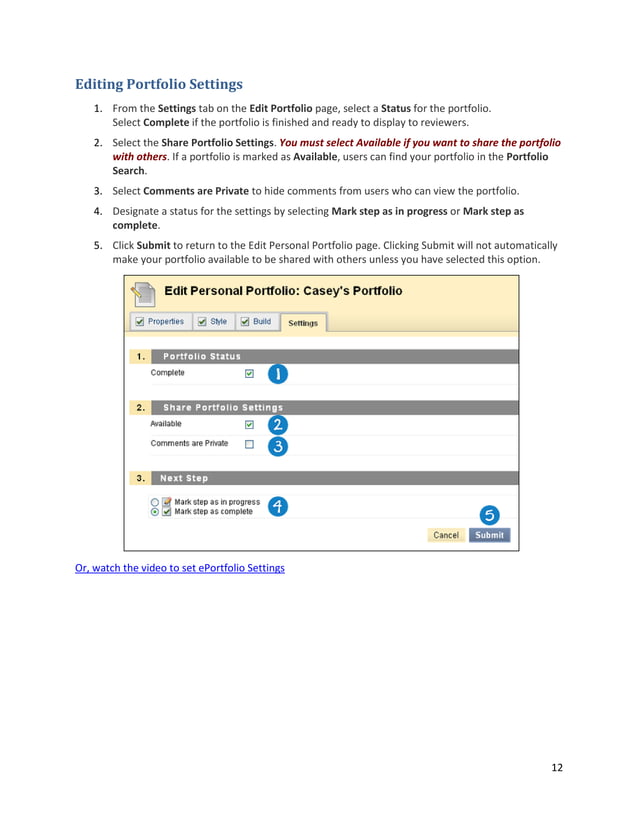 Blackboard ePortfolios | PDF