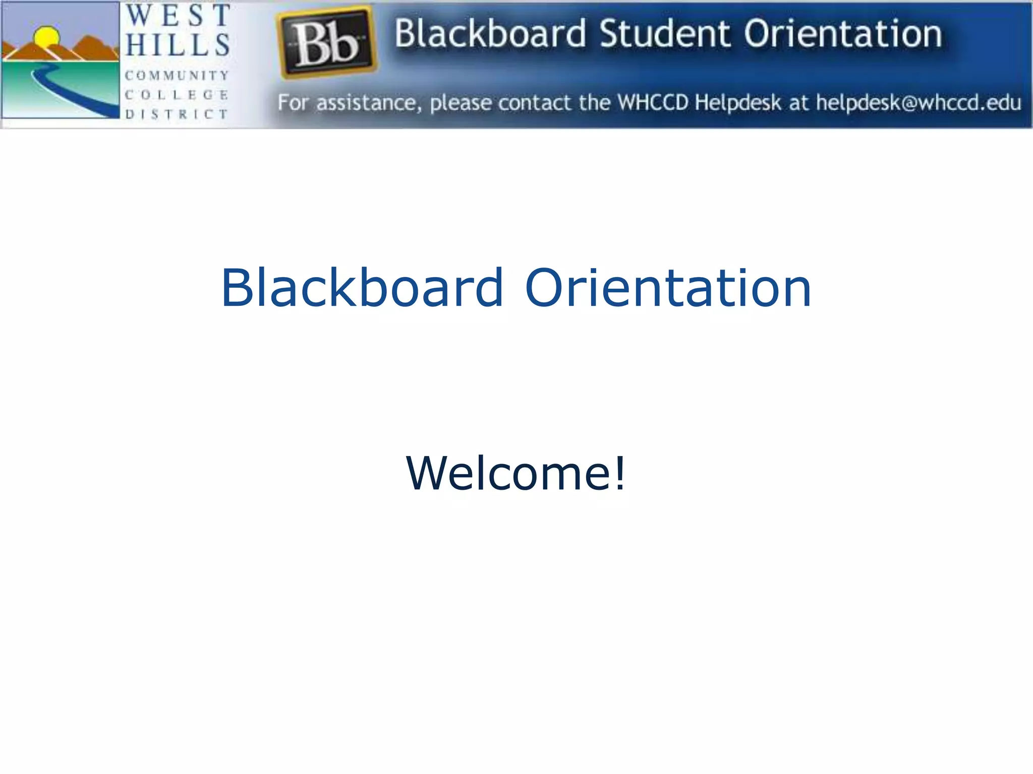 Blackboard Orientation Fo Welcome | PPTX