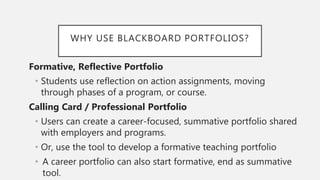 Blackboard portfolios - intro for programs | PPT
