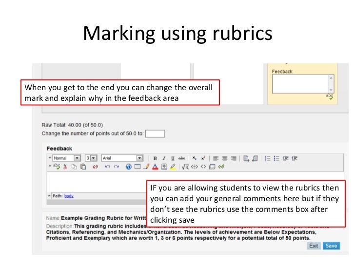 Blackboard Change Rubric