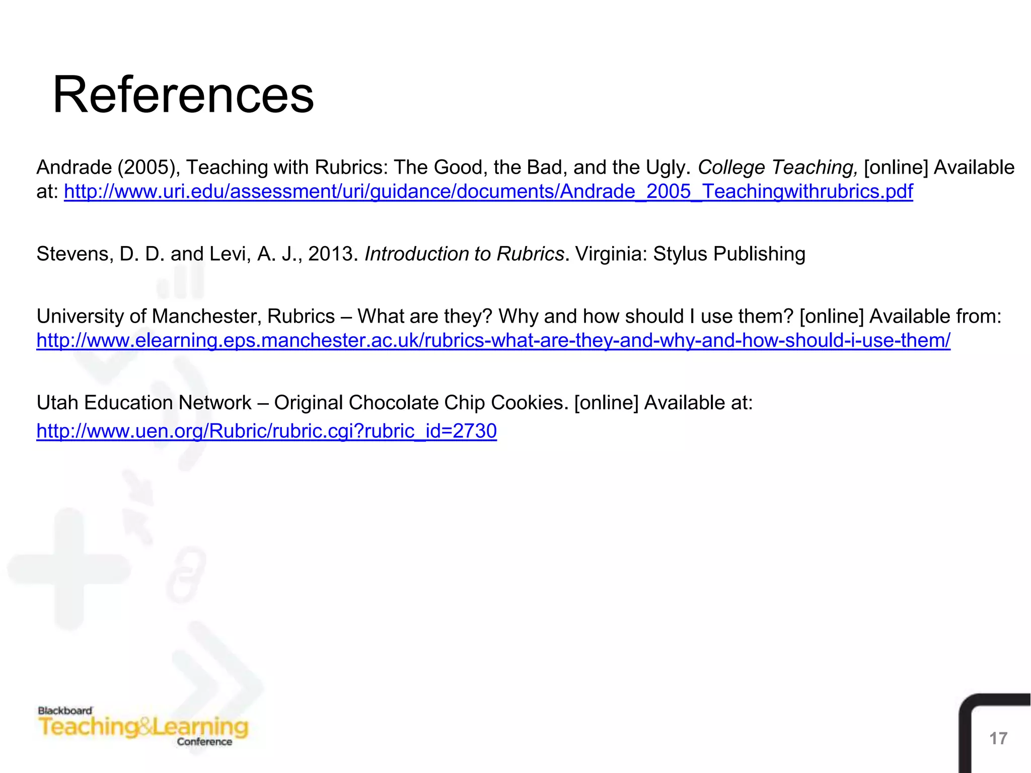 Blackboard rubrics: The good, the bad, and the ugly | PPTX