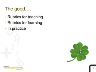Blackboard rubrics: The good, the bad, and the ugly | PPTX
