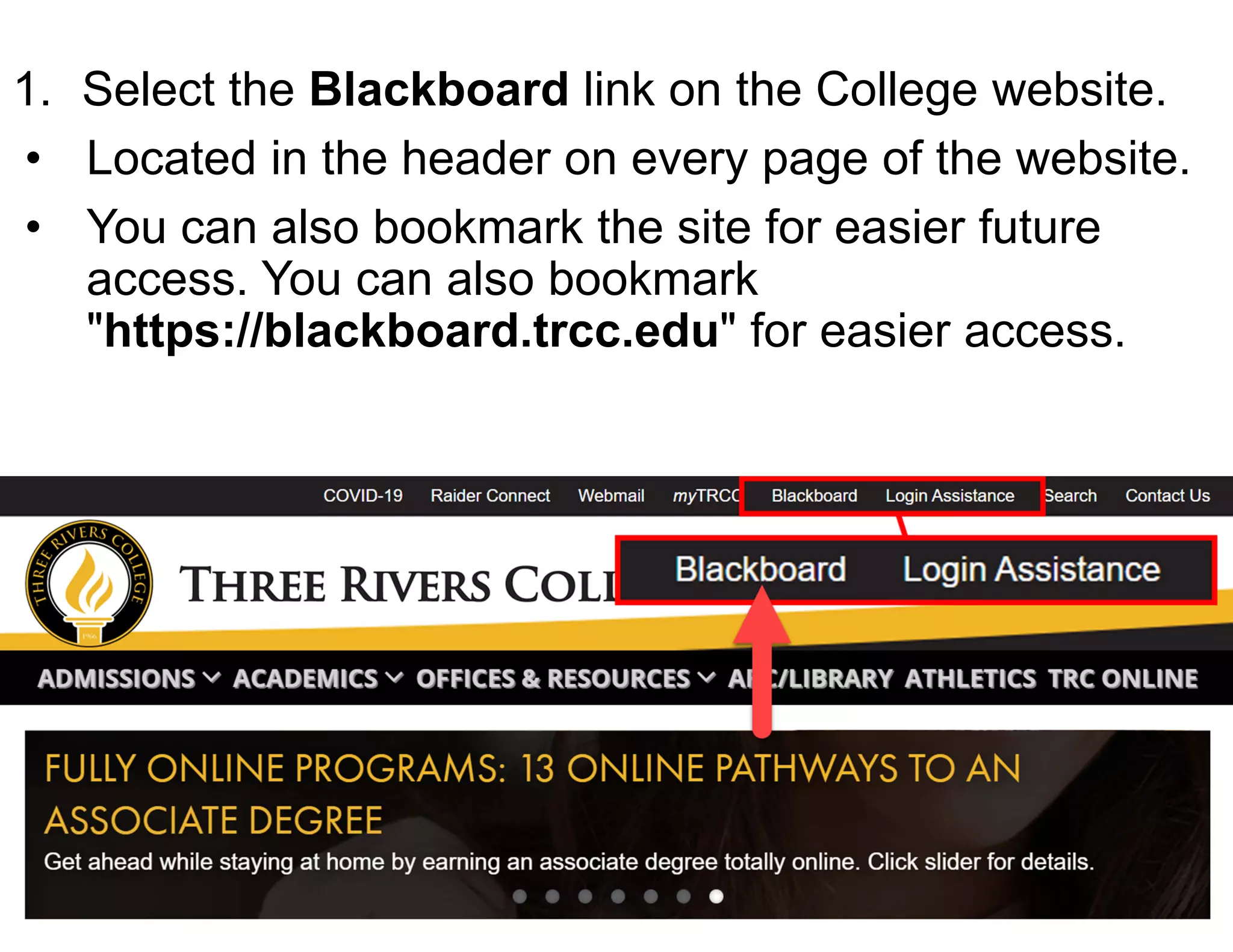 TRC Blackboard Student Sign-in Assistance | PDF