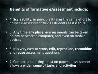 Benefits of formative eAssessment and reusable questions | PPTX