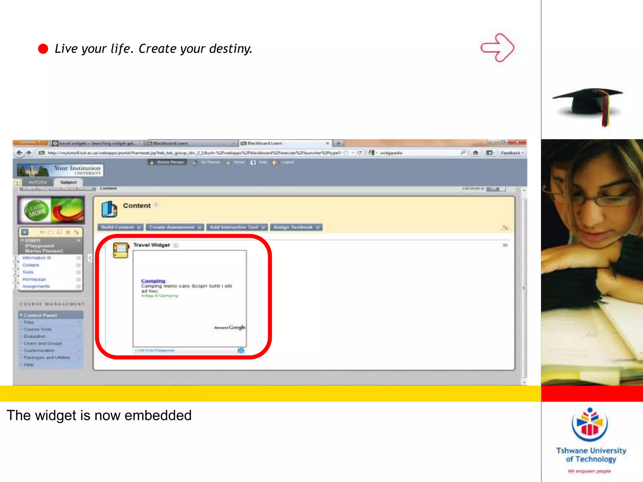 Blackboard training - Embedding a widget | PPT