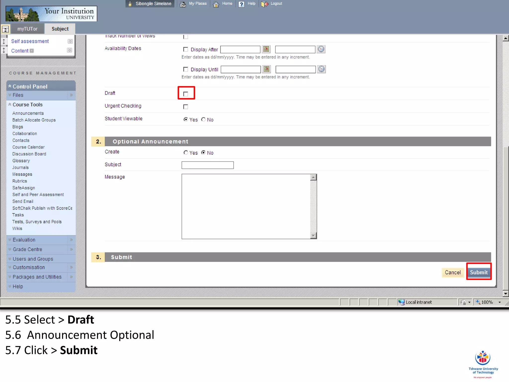 Blackboard training - SafeAssignment | PPT