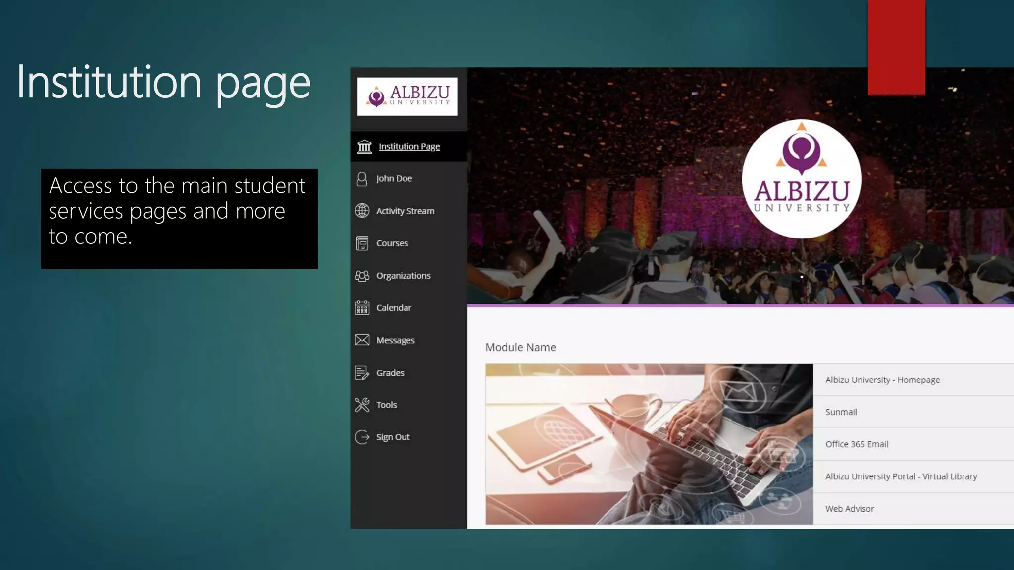 Albizu University Blackboard Ultra navigation guide for new landing page | PPTX