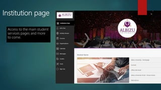 Albizu University Blackboard Ultra navigation guide for new landing page PPT