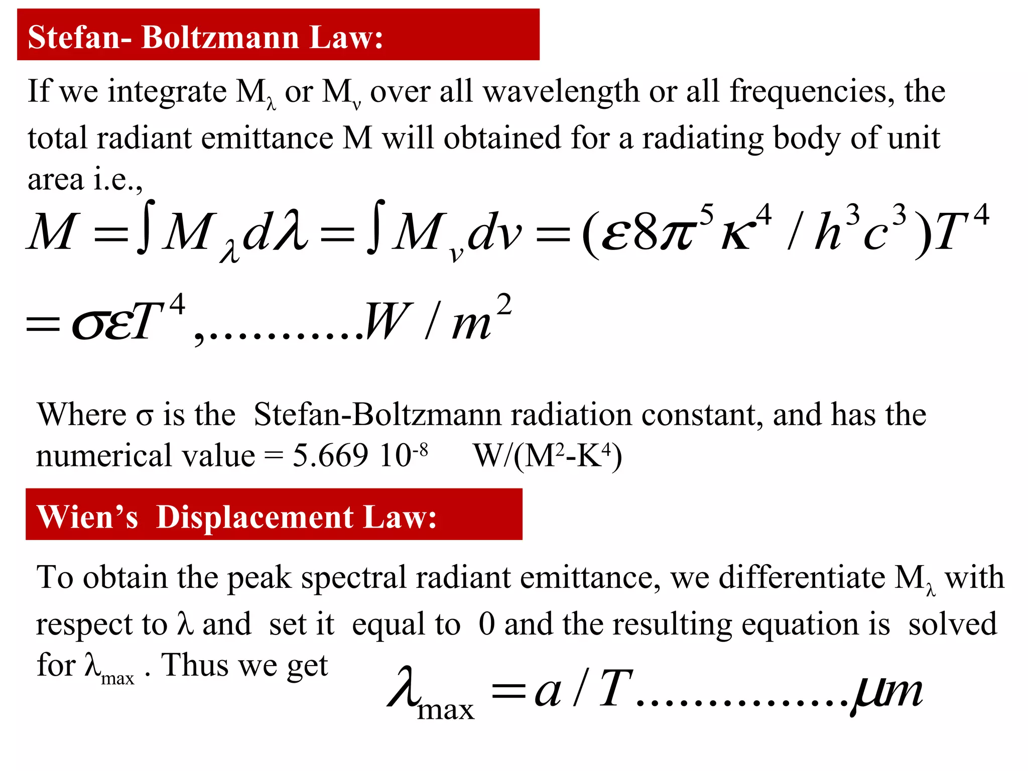 Black body radiation,planck's radiation, wien's law, stephen boltzmann law in remote sensing | PPT