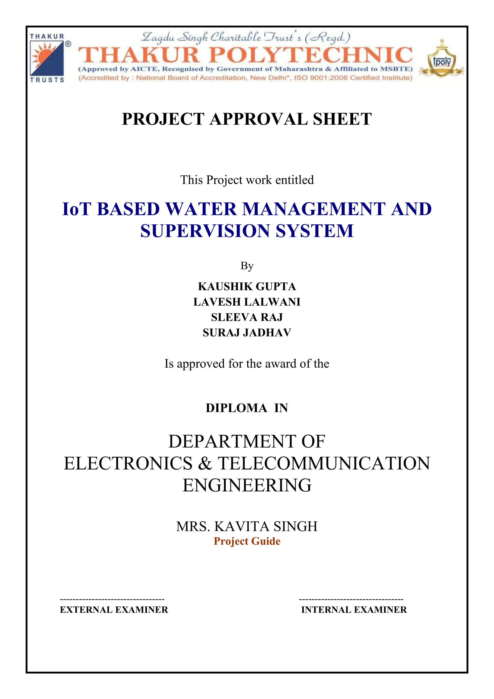 IoT Based Water Management and Supervision System | PDF