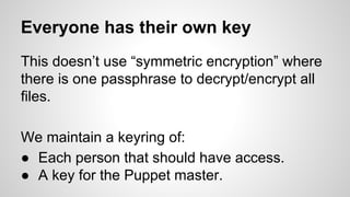 The BlackBox Project: Safely store secrets in Git/Mercurial (originally for Puppet) | PDF