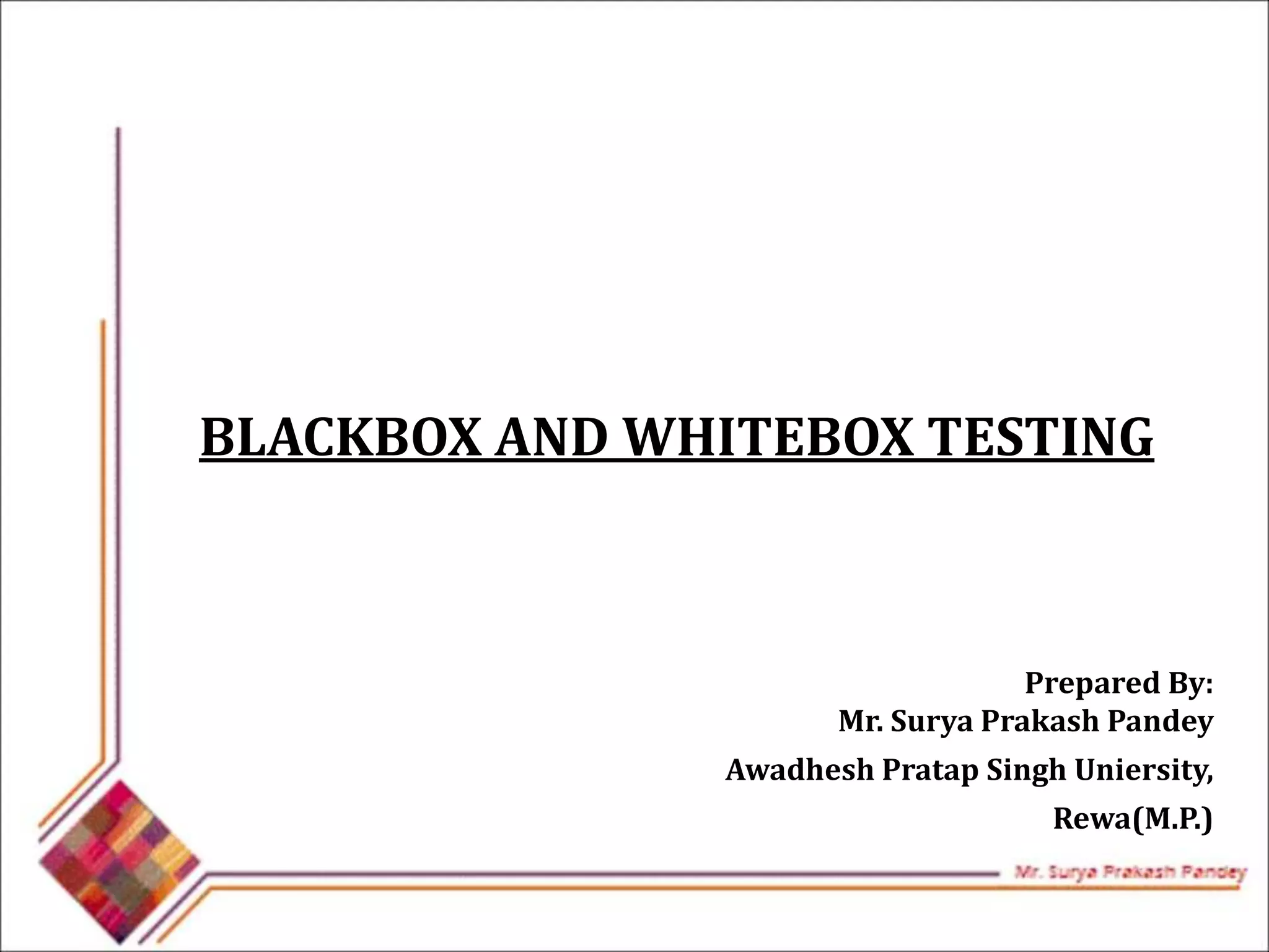 Black box and white box testing | PPT