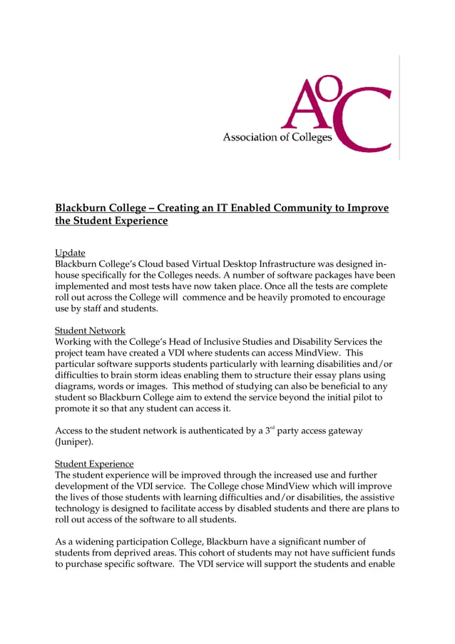 Blackburn College Cloud Computing update | PDF