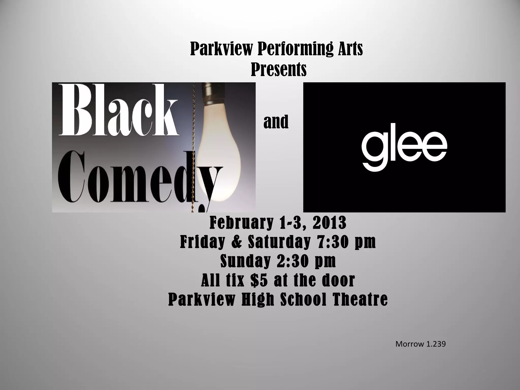 Black comedy & glee slide | PPT