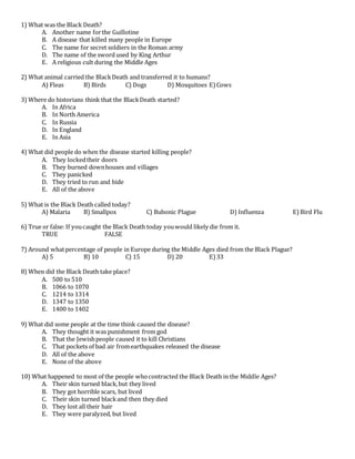 Black death ducksters | DOCX | Infectious Diseases | Diseases and ...