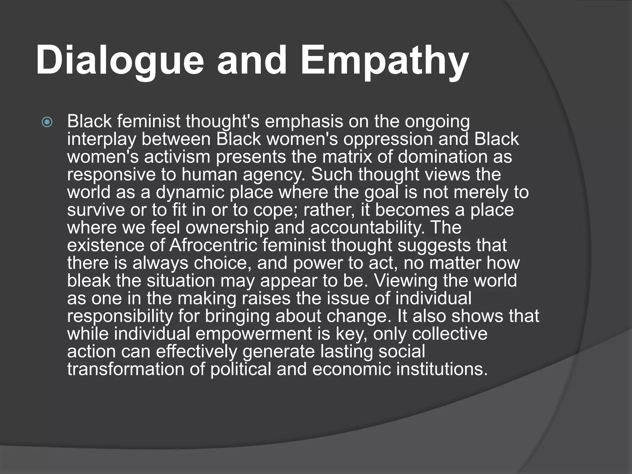 Black feminist thought in the matrix of domination | PPTX