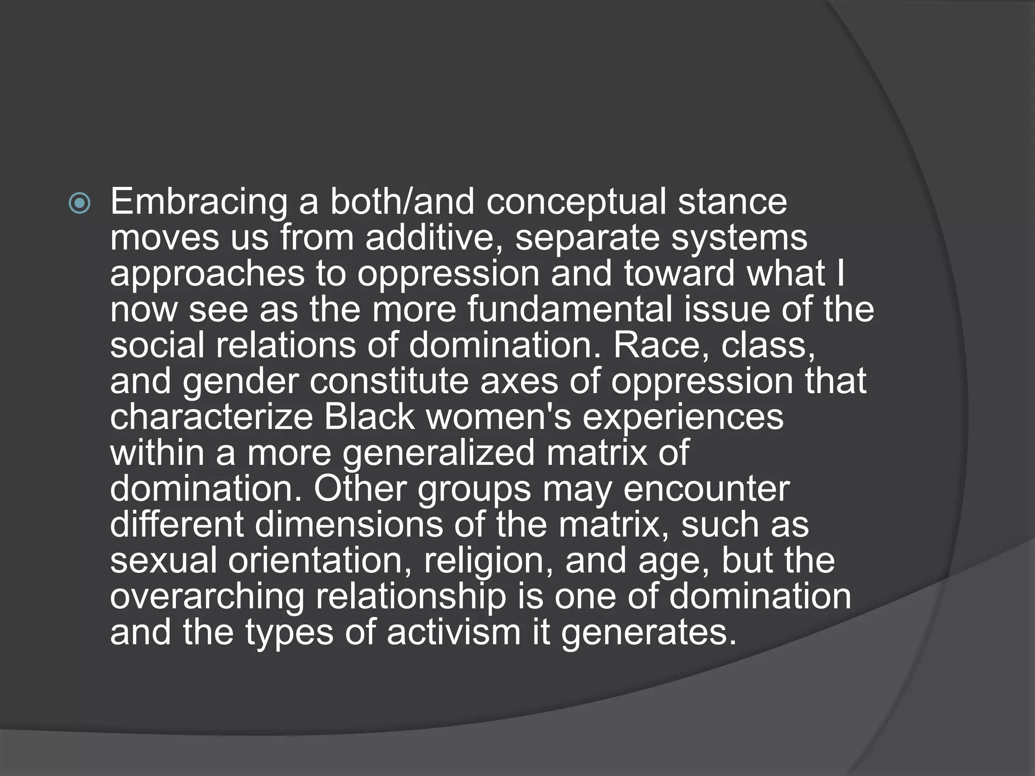Black feminist thought in the matrix of domination | PPTX