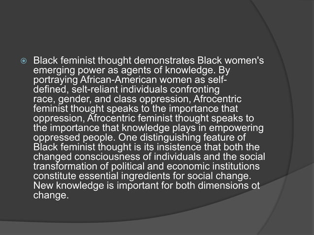 Black feminist thought in the matrix of domination | PPTX