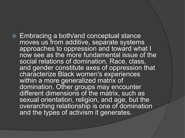 Black feminist thought in the matrix of domination | PPTX