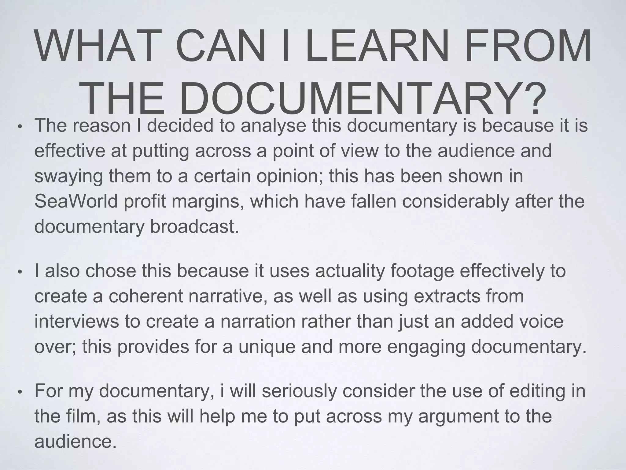 Black Fish Documentary Analysis | PPTX