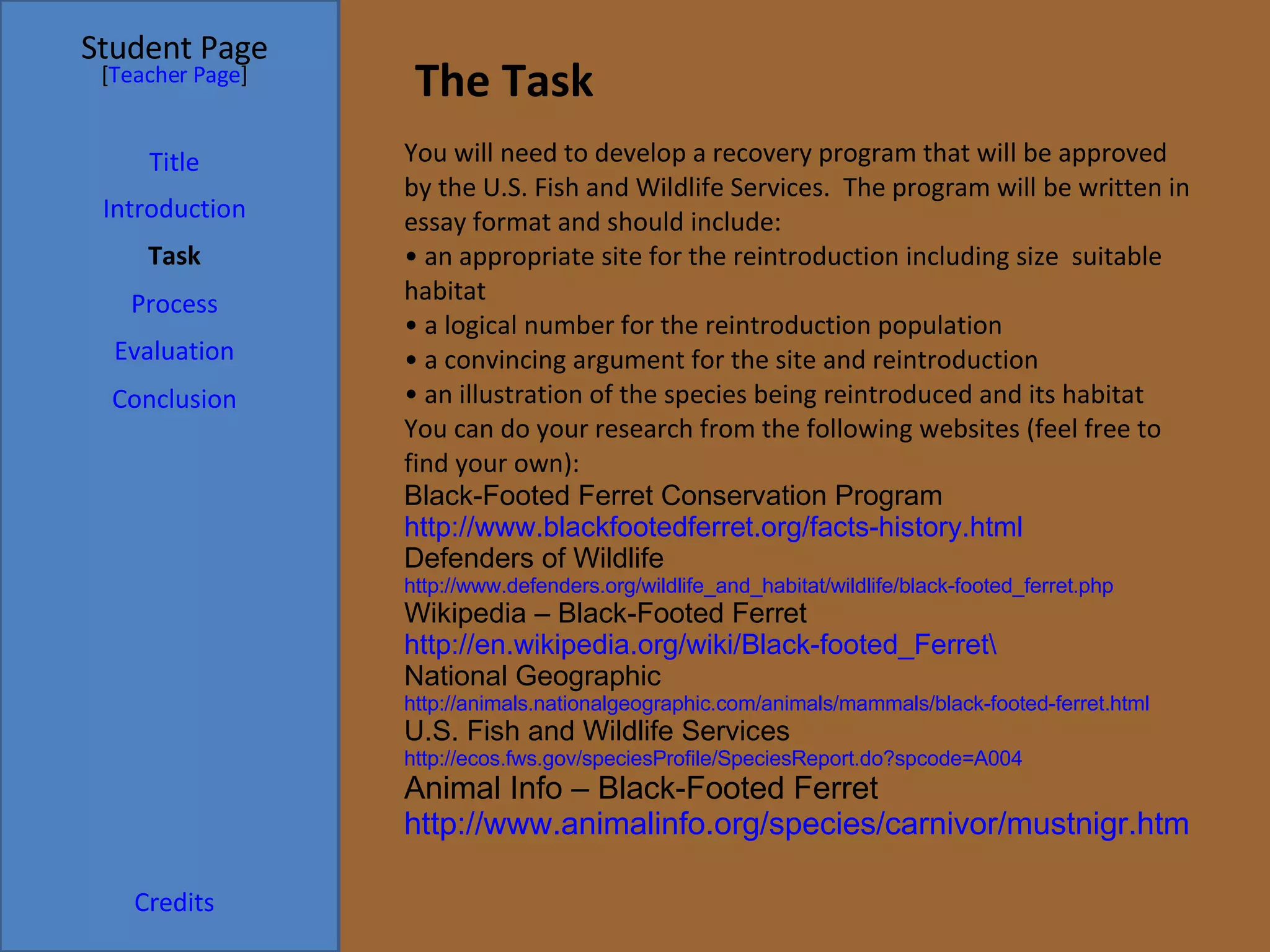 Black Footed Ferret Webquest | PPT