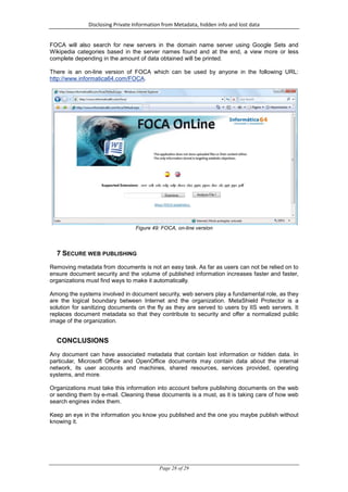 Disclosing Private Information from Metadata, hidden info and lost data | PDF