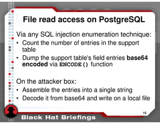 Advanced SQL injection to operating system full control (slides) | PPT