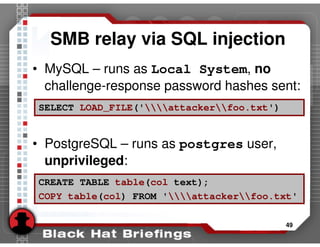 Advanced SQL injection to operating system full control (slides) | PPT