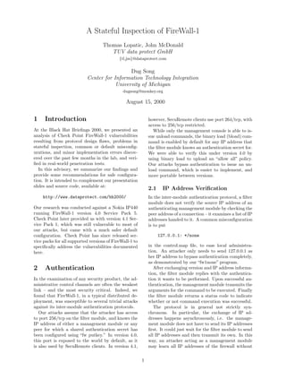 A Stateful Inspection of Firewall-1 (2000) | PDF