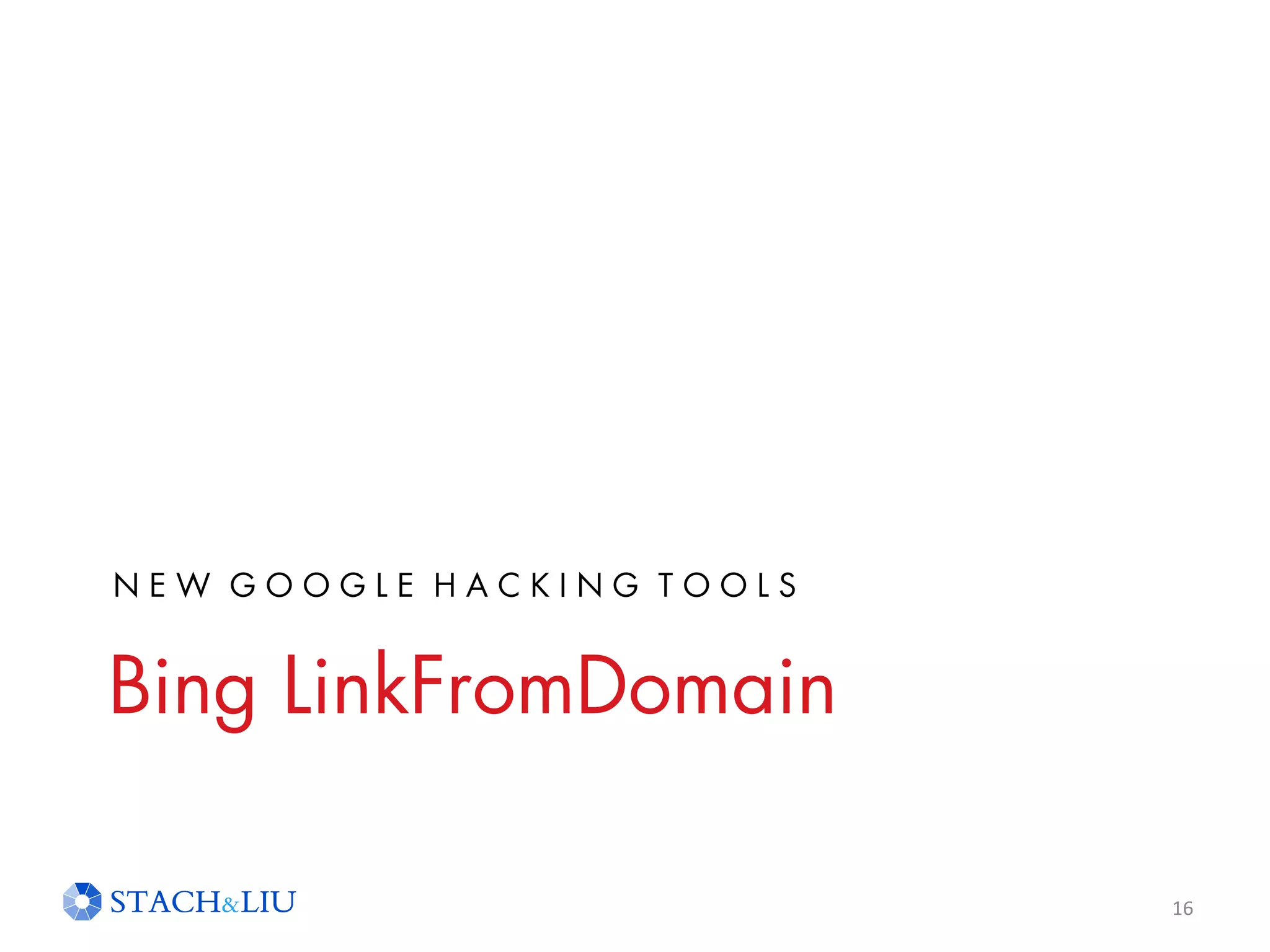 Black Hat 2011 - Pulp Google Hacking: The Next Generation Search Engine Hacking Arsenal | PPT