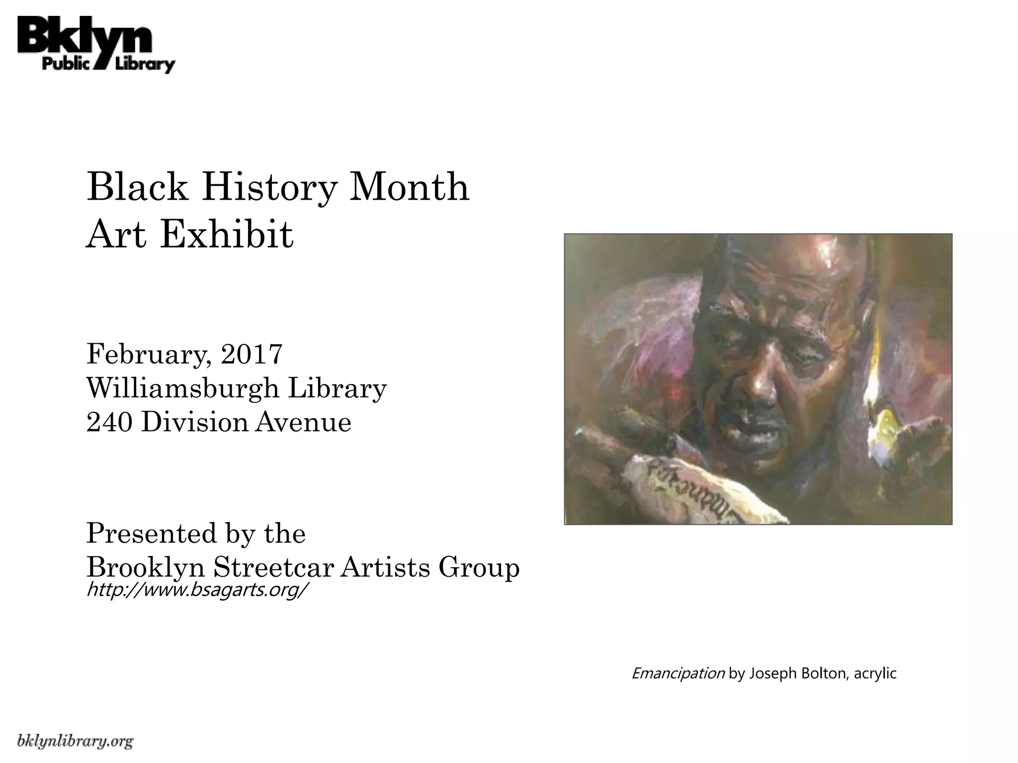 Williamsburgh Library- Black History Month Art Exhibit | PPT