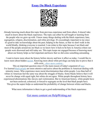 Black History Essay | PDF