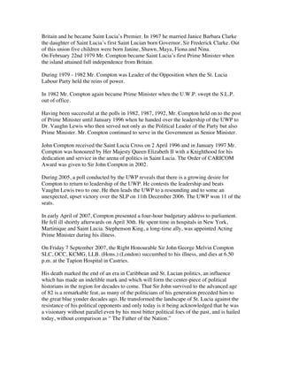 Black History Month Sir John Compton | PDF