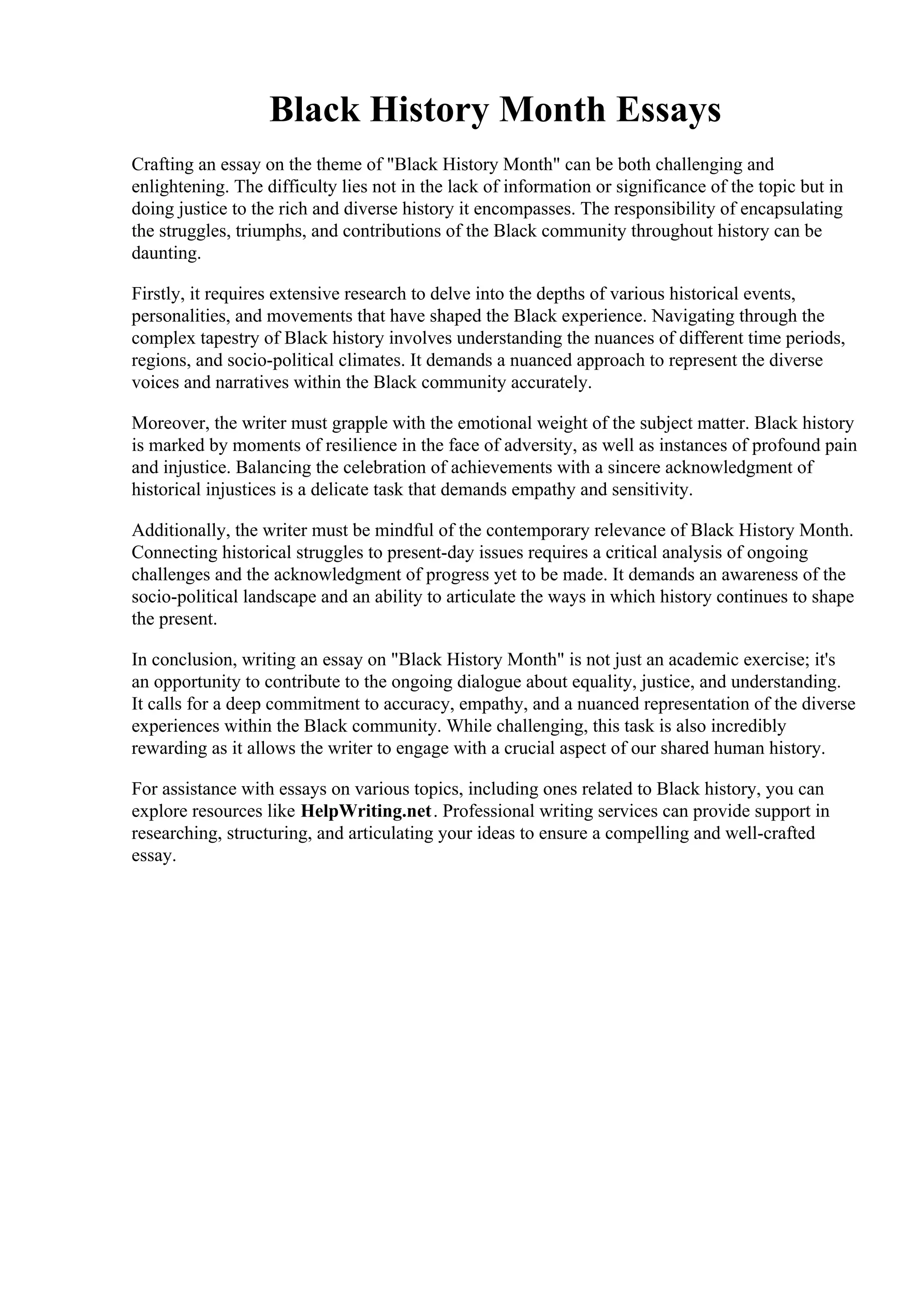 Black History Month Essays.pdfBlack History Month Essays | PDF