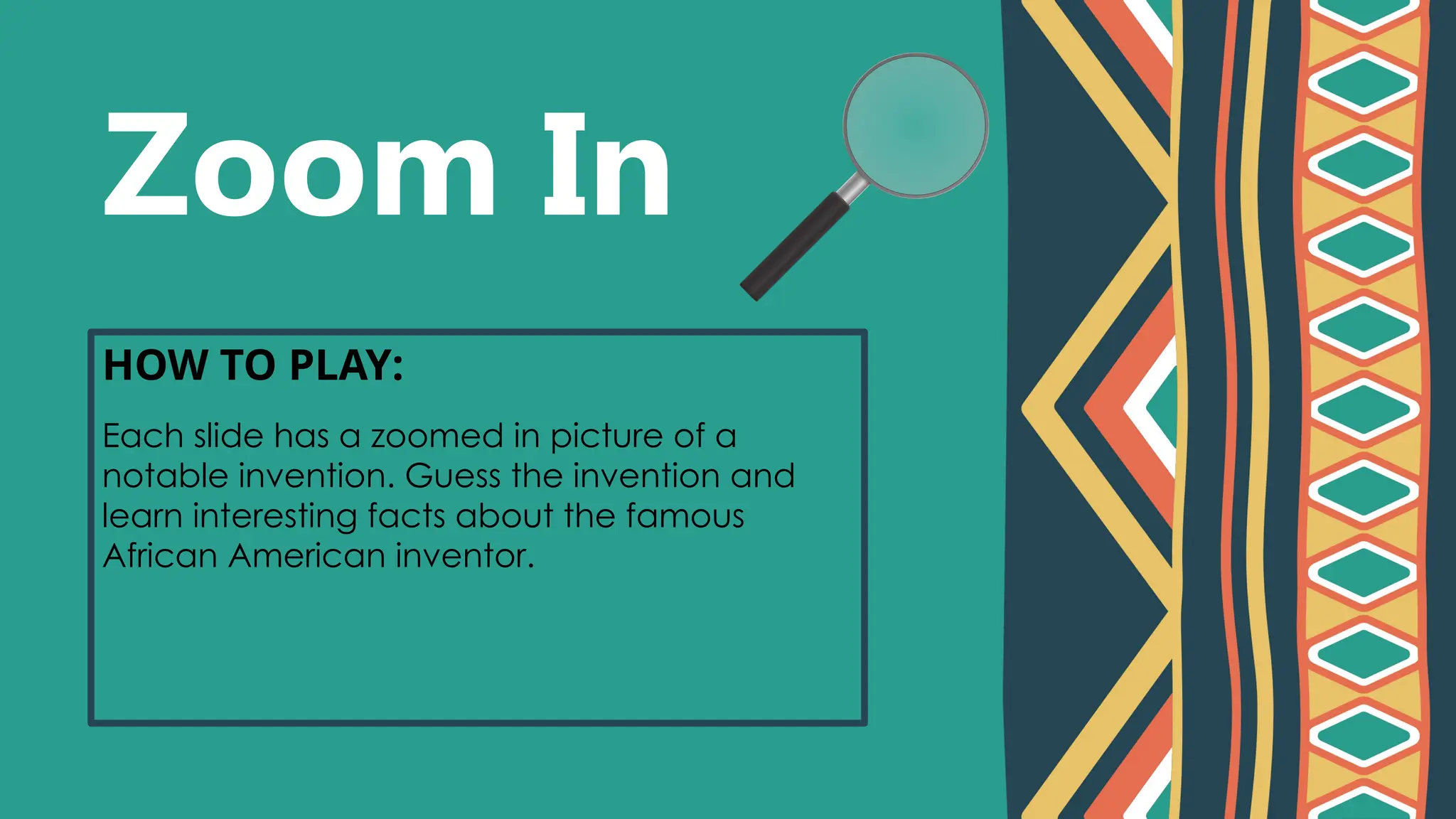 Black History Zoom In Game guess the invention | PPTX