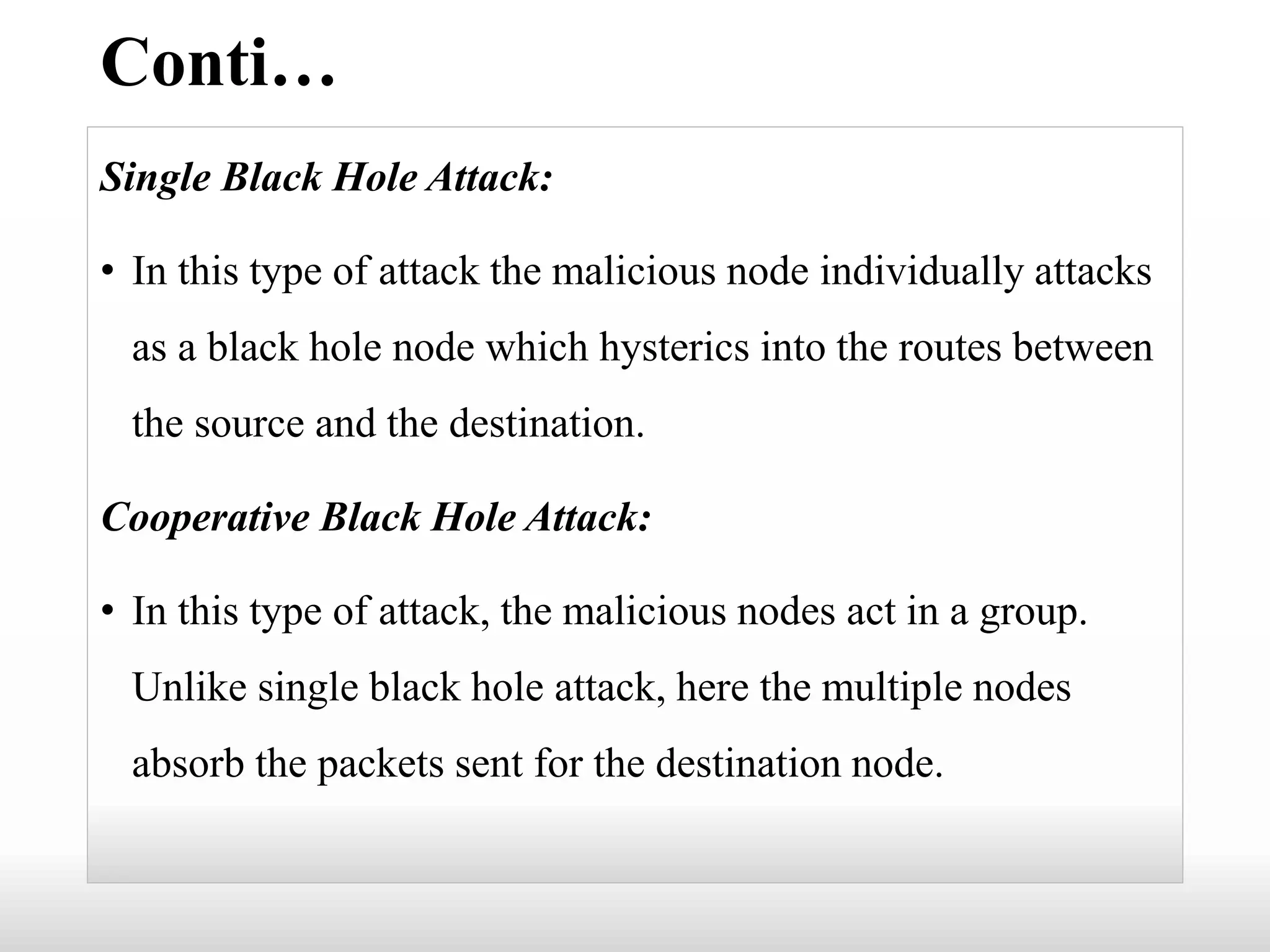 Black hole attack | PPTX