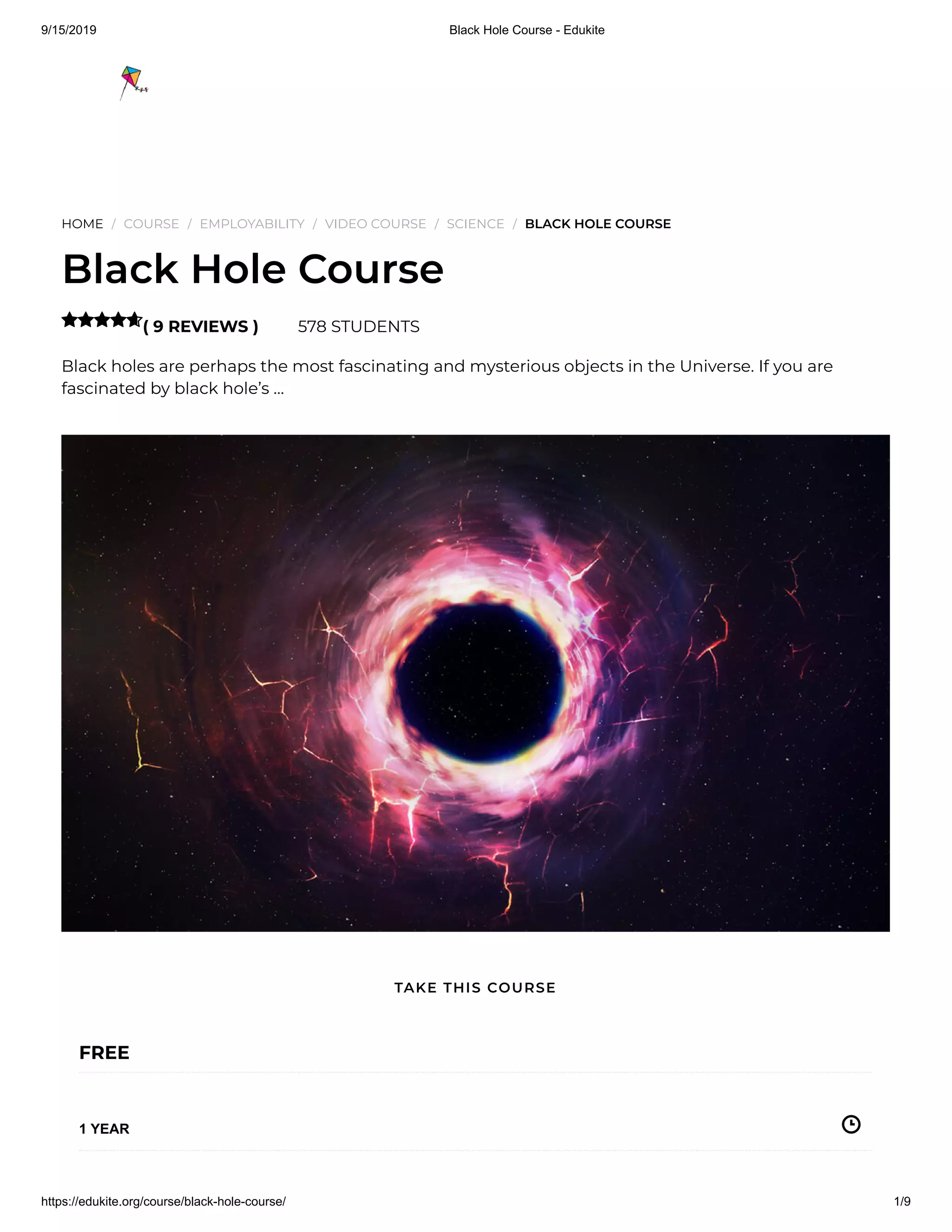 Black Hole Course - Edukite | PDF
