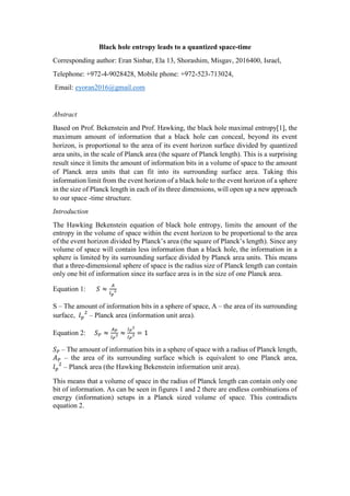 Black Hole Entropy Leads to Quantized Space-Time | PDF