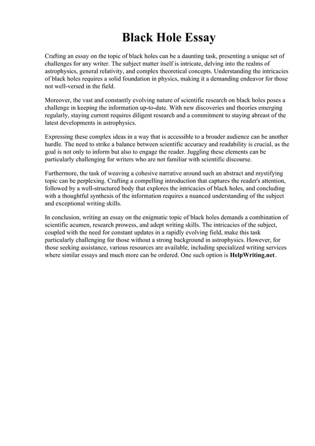 Black Hole Essay. The Universe of Black Holes - Free Essay Example ...