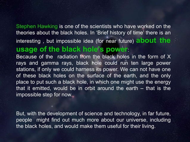 Black holes presentation | PPTX | Physics | Science