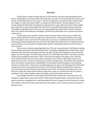 Black Holes Essay | DOC