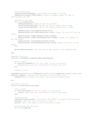 Blackjack Coded in MATLAB