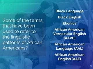 Black Language Matters | PPTX | Education