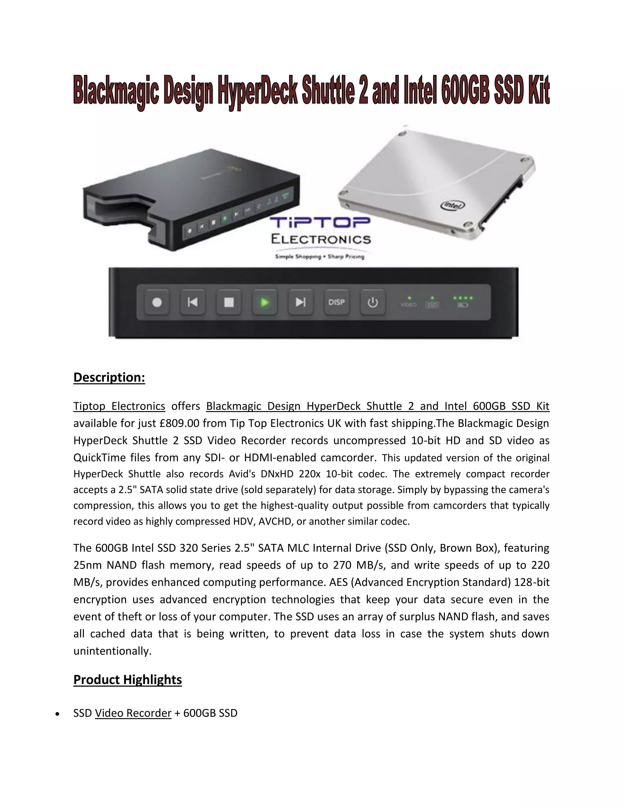 Blackmagic design hyper deck shuttle | PDF