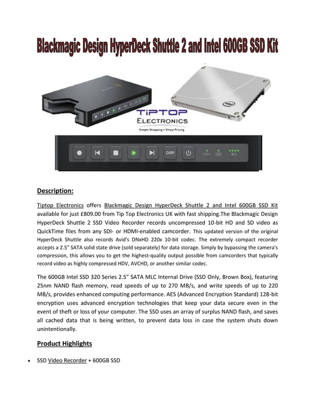 Blackmagic design hyper deck shuttle | PDF | Computer Peripherals | Computing