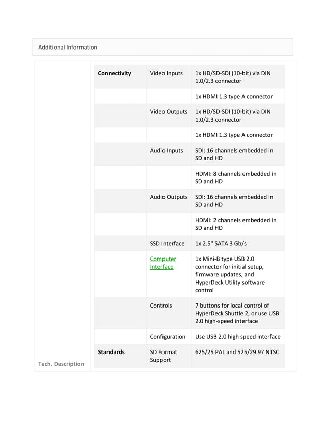 Blackmagic design hyper deck shuttle | PDF | Computer Peripherals | Computing