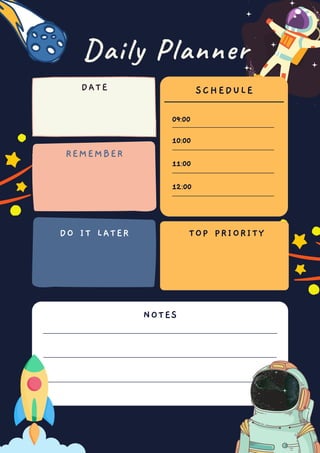 Black Minimal Illustration Astronaut Space Daily Planner.pdf