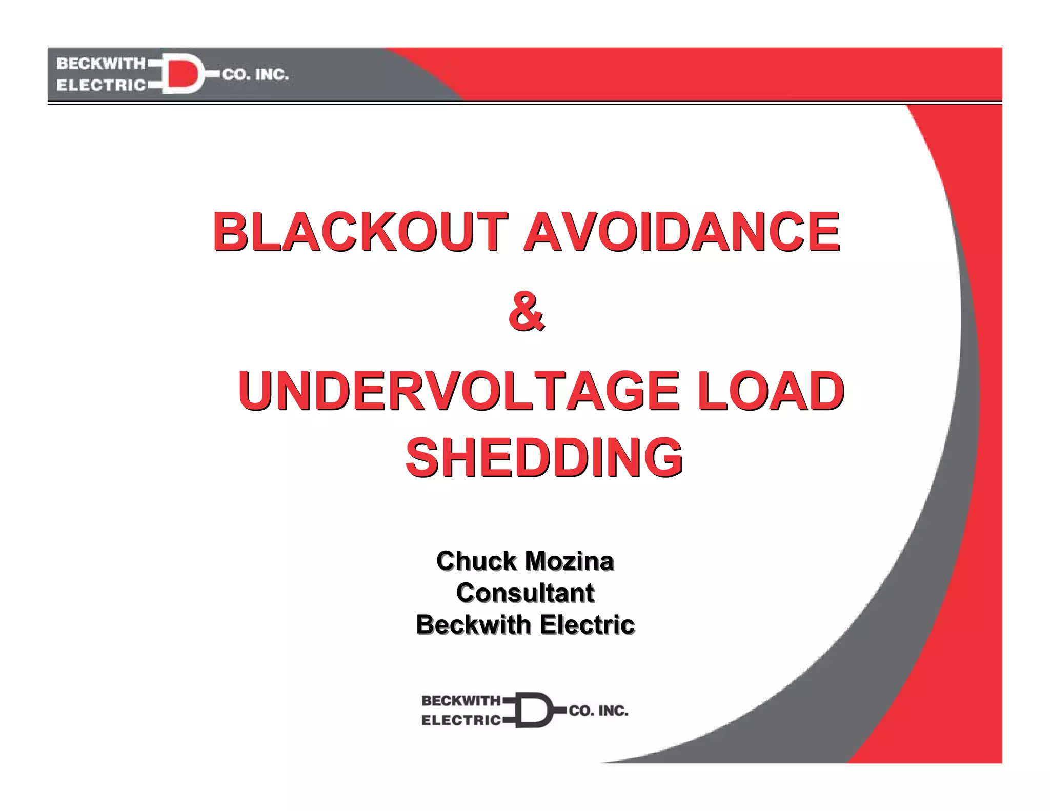 Blackout Avoidance & Undervoltage Load Shedding | PPT