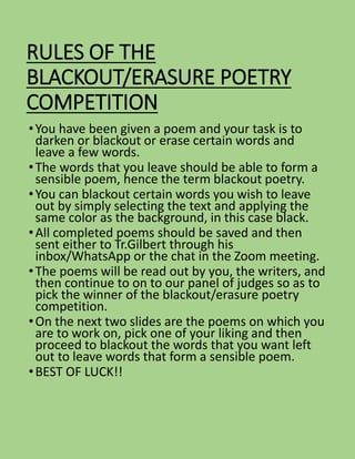 Blackout poetry for the poetry cafe | PPTX